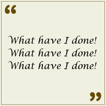 What have I done! What have I done! What have I done!